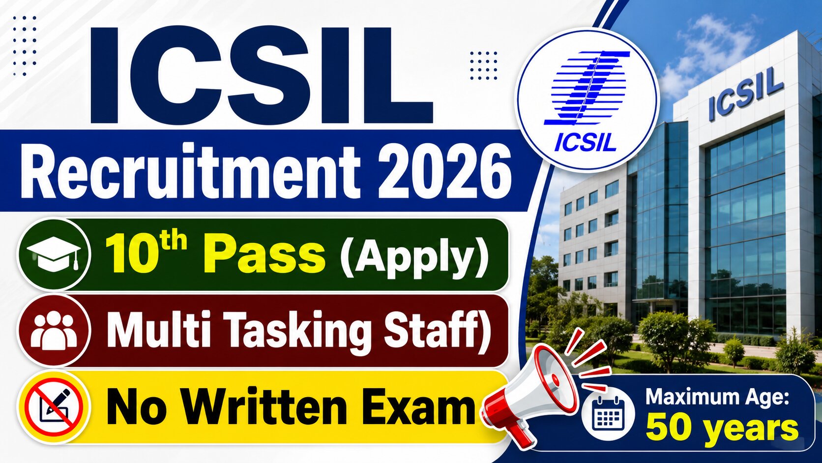 ICSIL DCCWS Helper/MTS Recruitment 2026: Check Eligibility, Salary ...