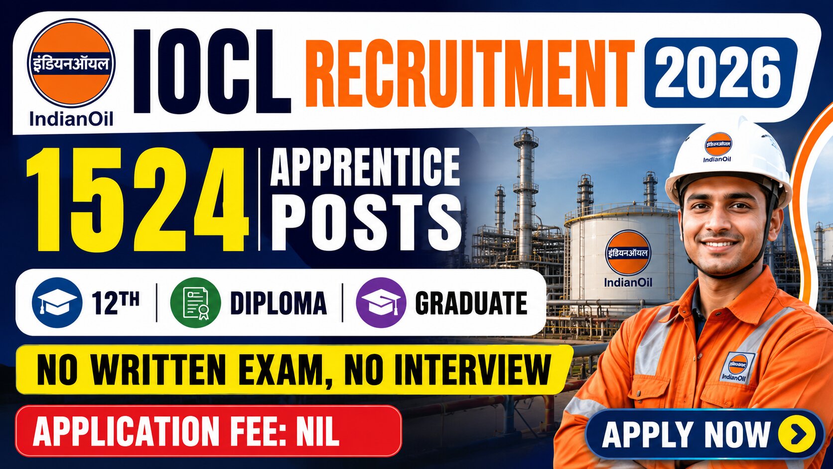 IOCL Apprentice Recruitment 2026: Apply Online for 1524 Trade and ...