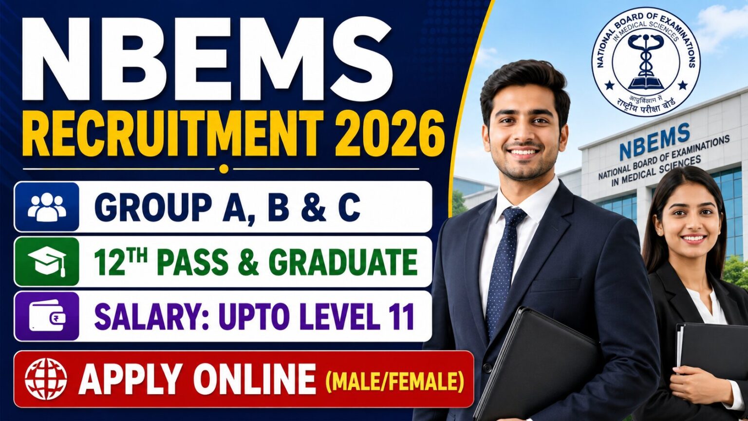 NBEMS Recruitment 2026: Apply Online for Group A, B and C Posts ...